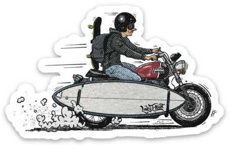 Big Lake Jake Motorcycle Sticker (Multicolor/White) – Lake Effect Surf Shop